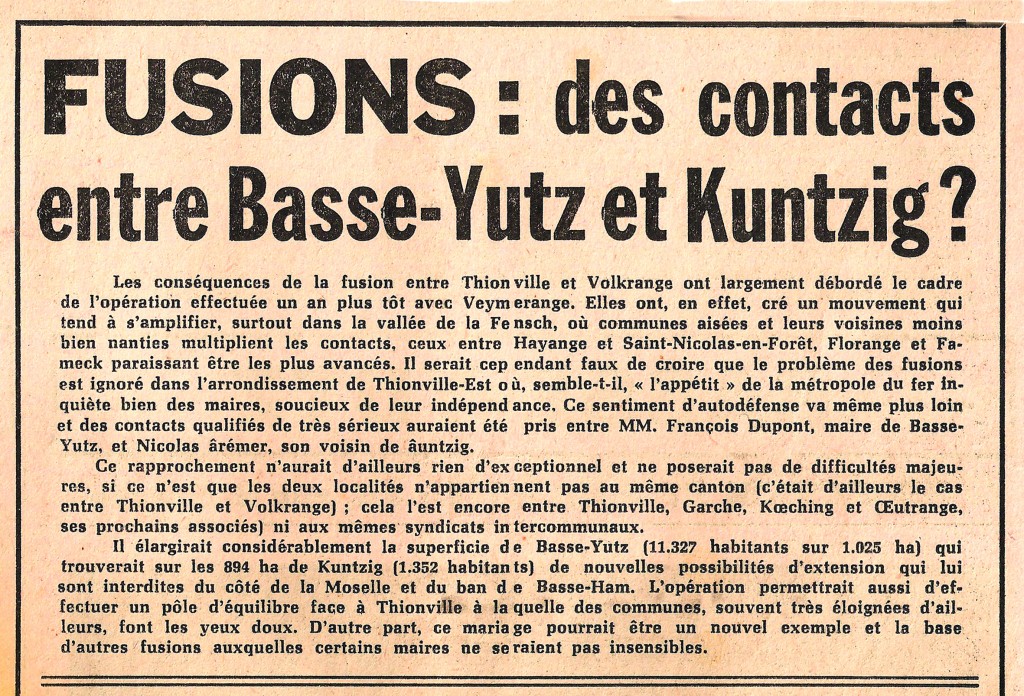 Séparations et fusions des villages | Les rues de Yutz